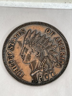 Vintage Large 1877 Indian Head Penny 3” Inch Novelty One Cent Coin ...