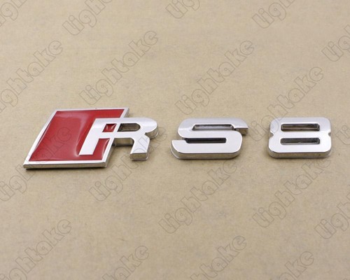 RS8 trunk badge 3D METAL CHROME EMBLEM STICKER REAR FITS AUDI A8 S8 RS8 ...