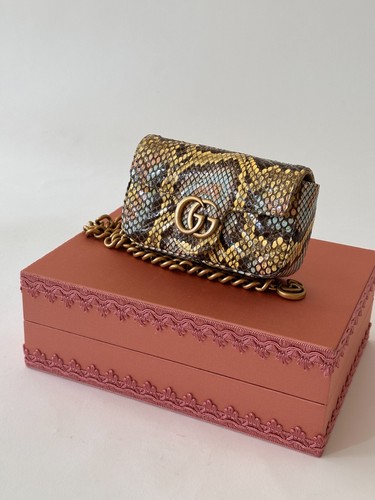 GUCCI GG MARMONT PYTHON BELT BAG IN YELLOW & BLUE | eBay