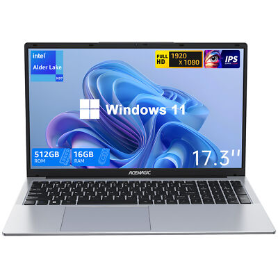 ACEMAGIC AX17 17" Intel N97 16GB RAM + 512GB SSD FHD IPS Laptop Windows ...