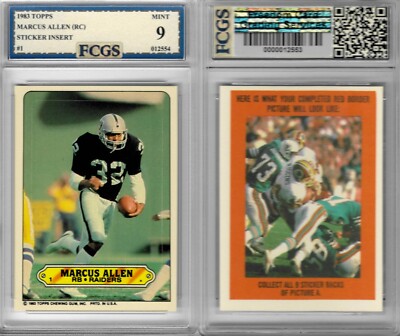 1983 Topps Sticker Insert Marcus Allen RC #1 Graded FCGS 9 MINT | eBay