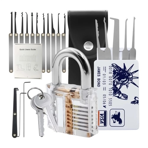 Pick Set With Clear Lock For Locksmith Practice Stainless Steel ...