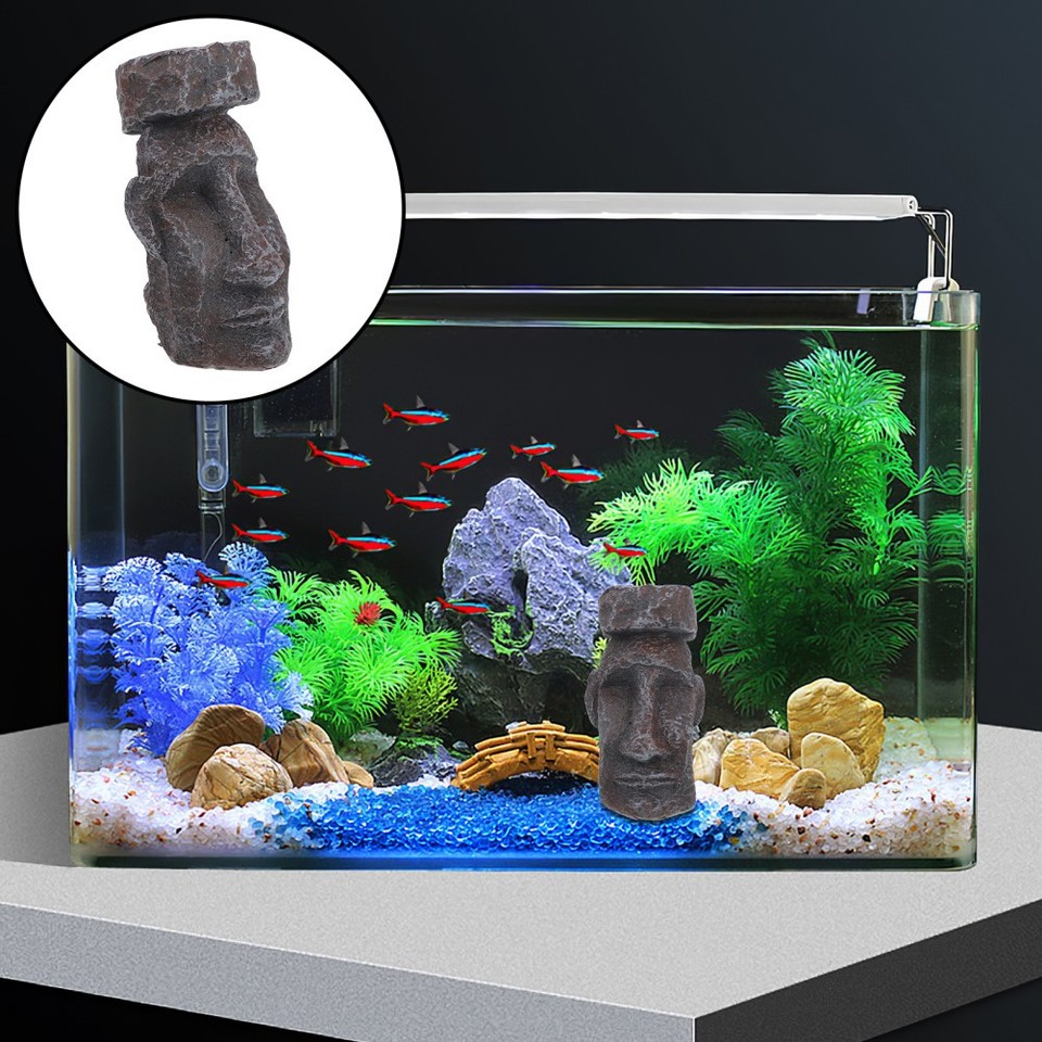 Sculpture Aquarium Stone Ornament Decorative Moai Statue | eBay UK