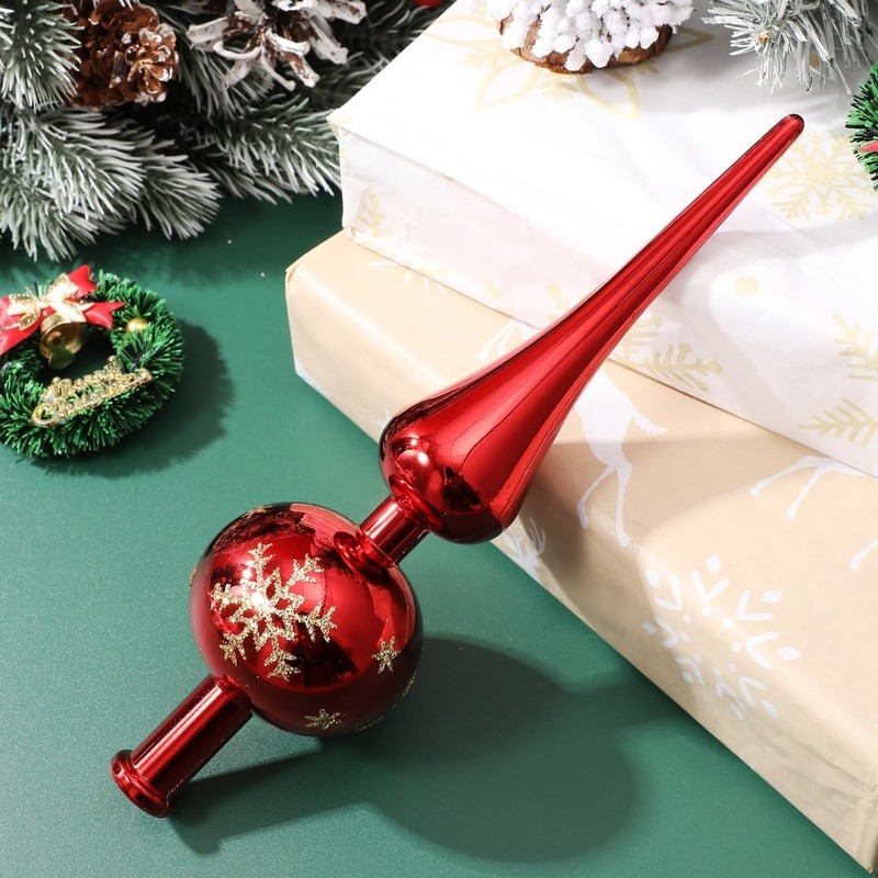Vintage Christmas Tree Topper Red Finial Decorative Ornament Holiday ...