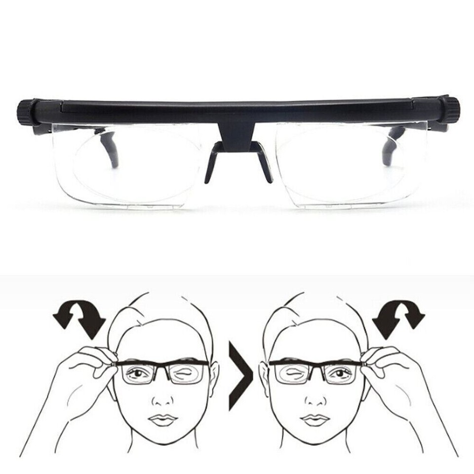 Dial Adjustable Glasses Variable Focus For Reading Distance Vision ...