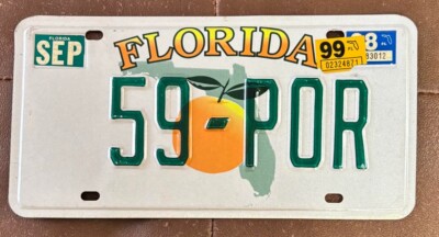 Florida VANITY License Plate 59-POR | eBay