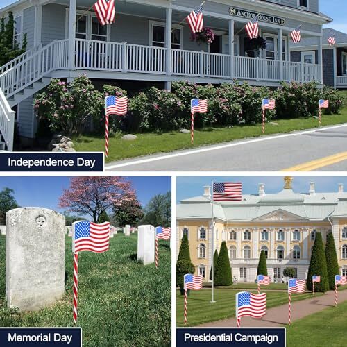 4th of July Decorations Outdoor American Flag LED Pathway Lights ...