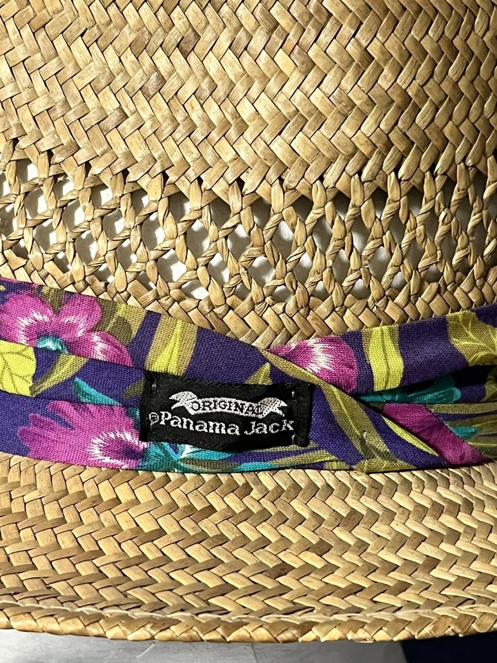 Vintage Panama Jack Original Straw Hat Mens Large Beach Cruise Resort ...