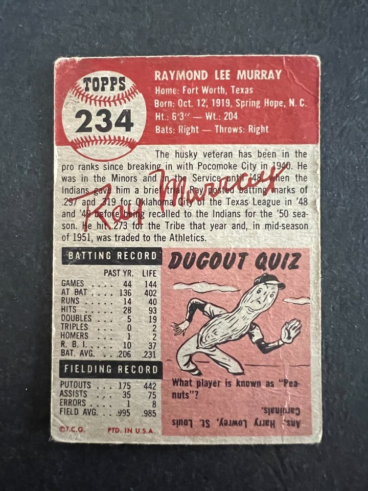 1953 Topps Ray Murray #234, creased - 50% off 5 or more under $5 | eBay