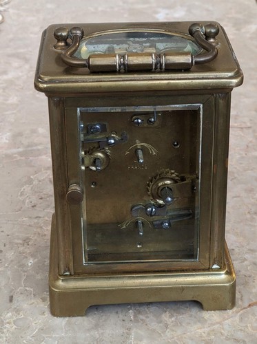 Antique Ryrie Bros. French Brass Glass 8 Day Small Carriage Bell Alarm ...