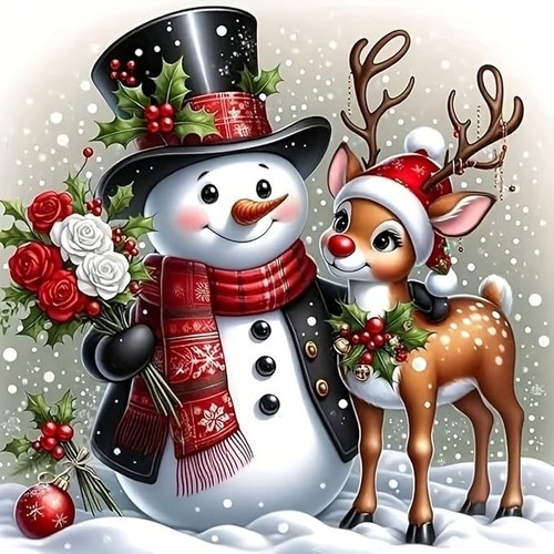 Christmas 5D Diamond Art Kits for Adult, Xmas Snowman Deer Diamond ...
