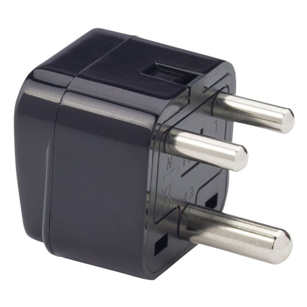US EU UK To India 3-Round Pin Plug Adapter with Universal Output Socket ...