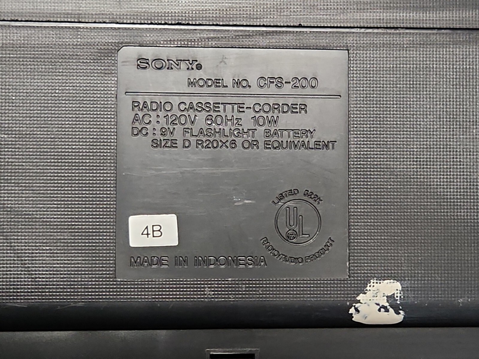 VINTAGE SONY CFS-200 AM/FM STEREO BOOMBOX RADIO CASSETTE PLAYER FOR ...