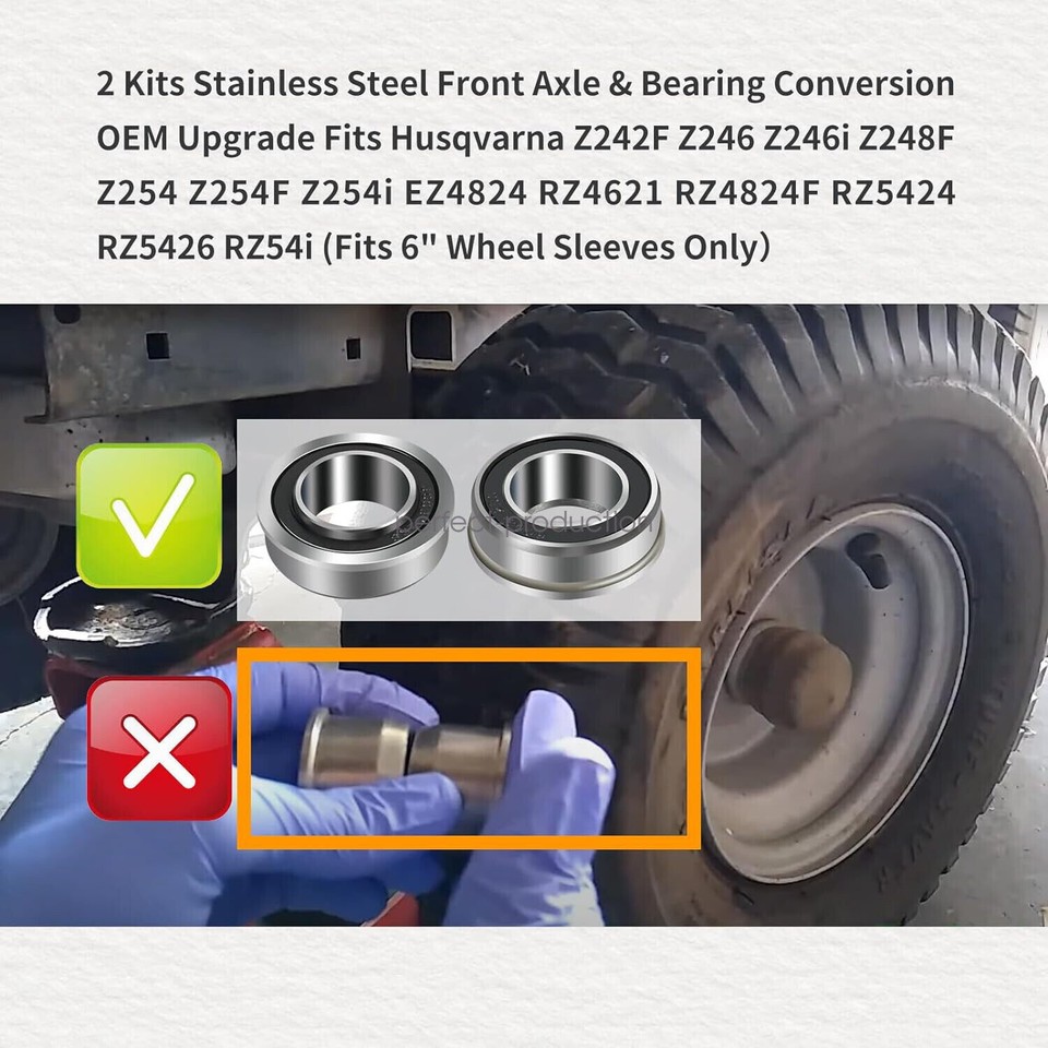 590486802 Stainless Steel Front Wheel Axle & Bearing Conversion For ...