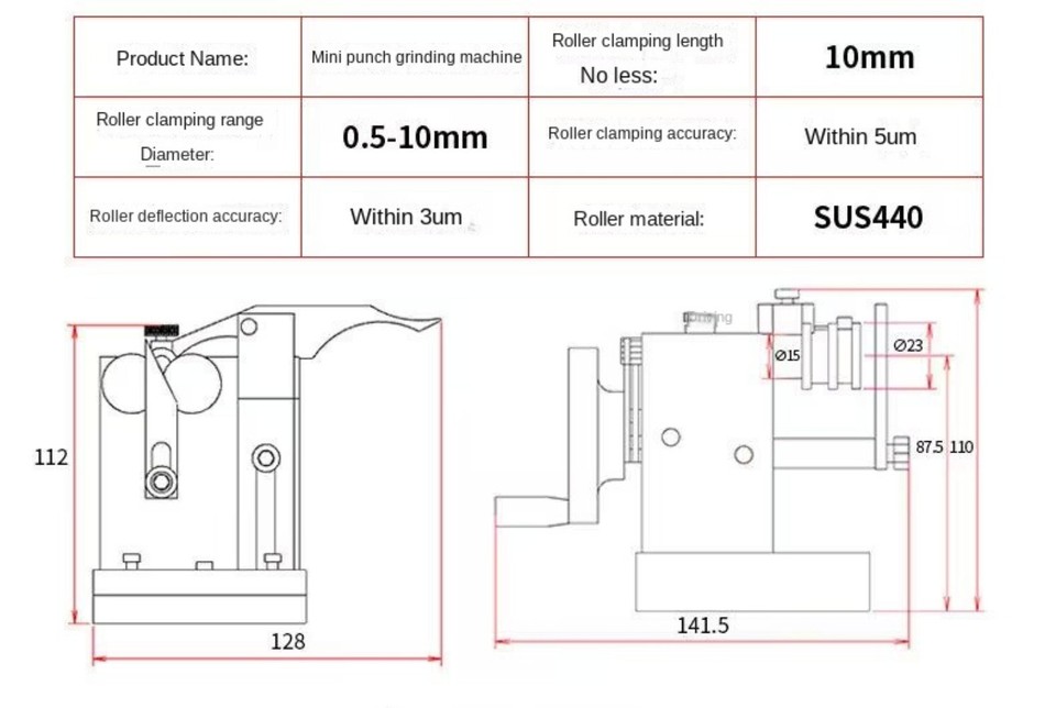 5.57" 0.005 Punch Pin Grinder Needle Grinding Machine Pocket Precision ...