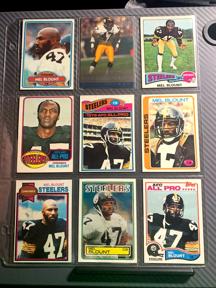 VINTAGE MEL BLOUNT PITTSBURGH STEELERS FOOTBALL LOT (9) EX-NM W/ 1975 ...