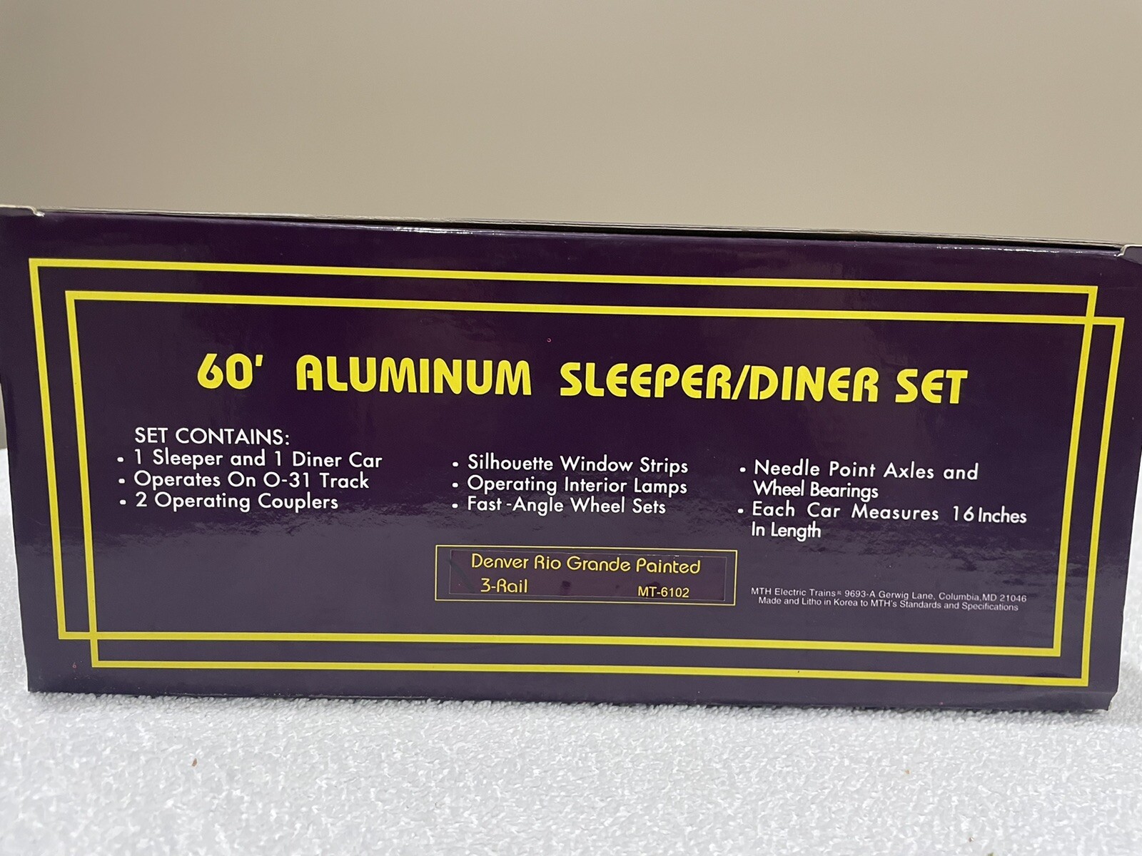 MTH 20-6102, Denver Rio Grande Painted, 60' Aluminum Sleeper/Diner Set ...