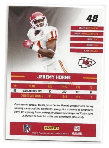 2010 Panini Donruss Rated Rookie Jeremy Horne Rookie Card | eBay