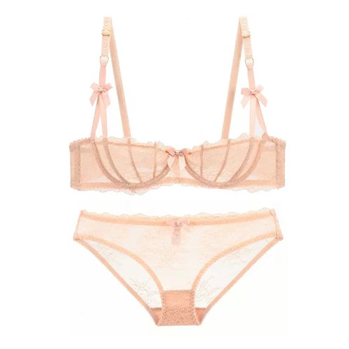 Half Cup Womens Bras Set Floral Lace Brassiere Unlined Sexy Lingerie AA ...