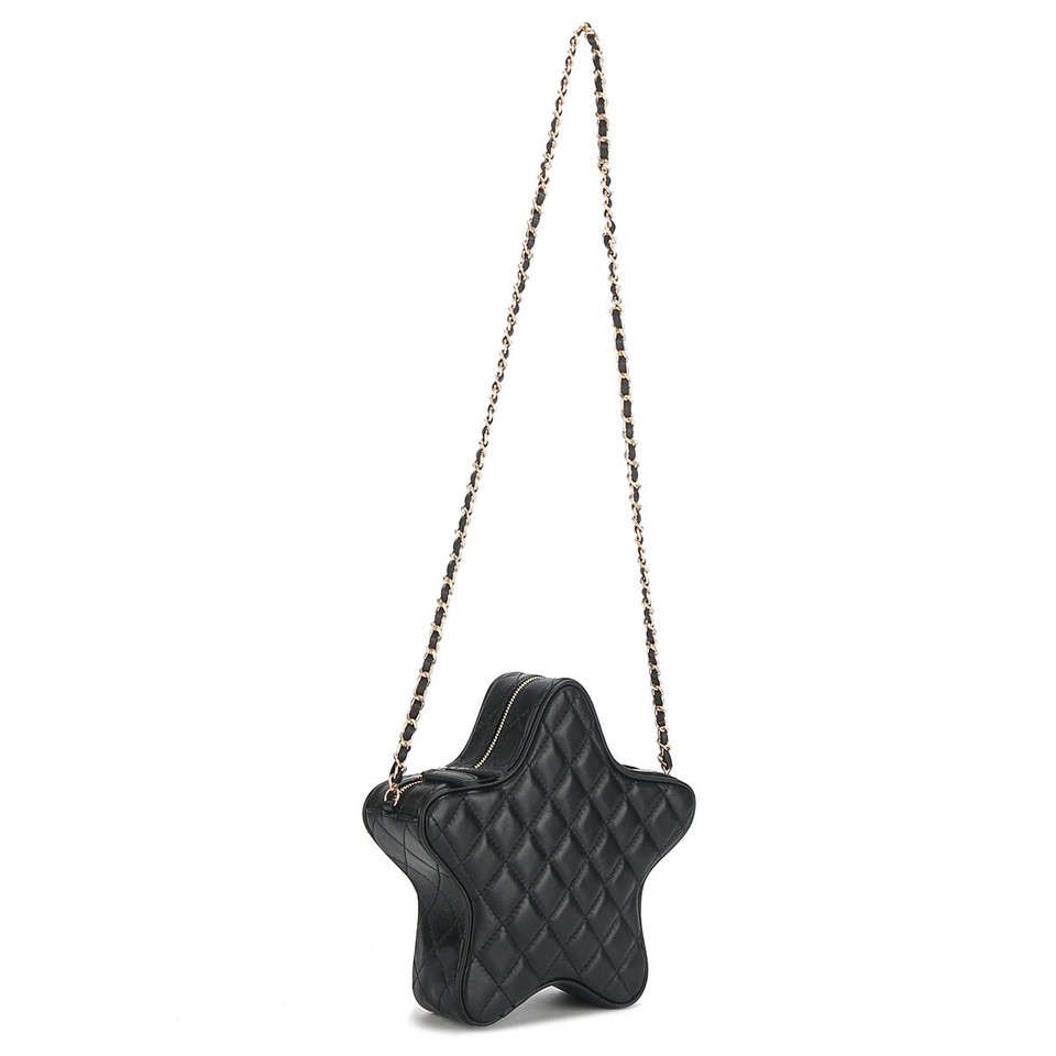 Quilted Lambskin Leather Star Shaped Purse w/ Chain Clutch Fashion ...