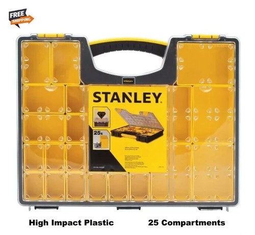 STANLEY Plastic Storage Organizer Carry Parts Box 25 Compartments High ...