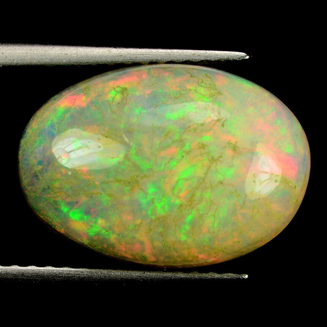 3.87 Ct Unbelivable (14 x 9 mm) Mackerel Pattern 3D Solid Welo Rainbow ...