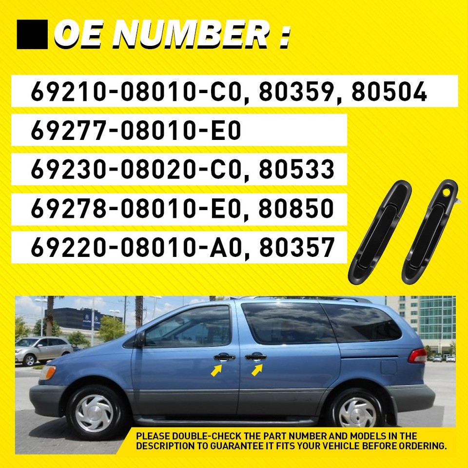 LH RH Interior Inside Outside Exterior Door Handle Fits Toyota Sienna ...