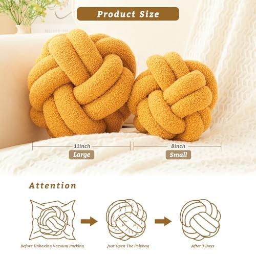 Knot Pillows Ball Decorative Throw Pillows for Couch Bed Sofa 11inch ...