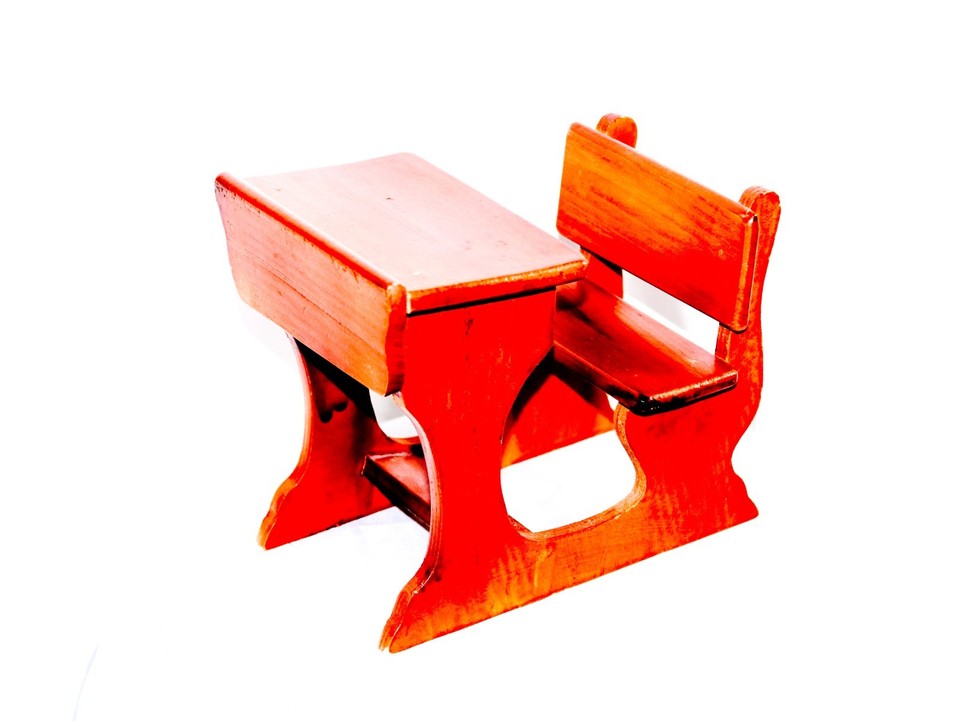 NEW LOW PRICE Solid wood miniature School Desk 8in long 6in tall 4in ...