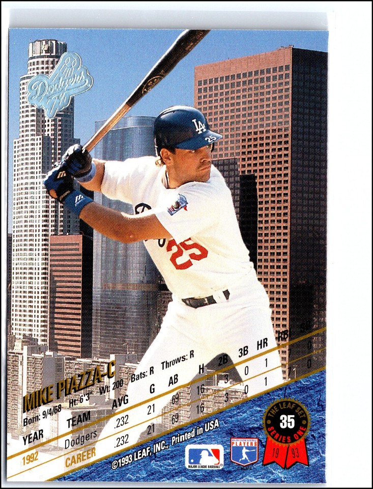 Mike Piazza 1993 Leaf #35 Los Angeles Dodgers | eBay