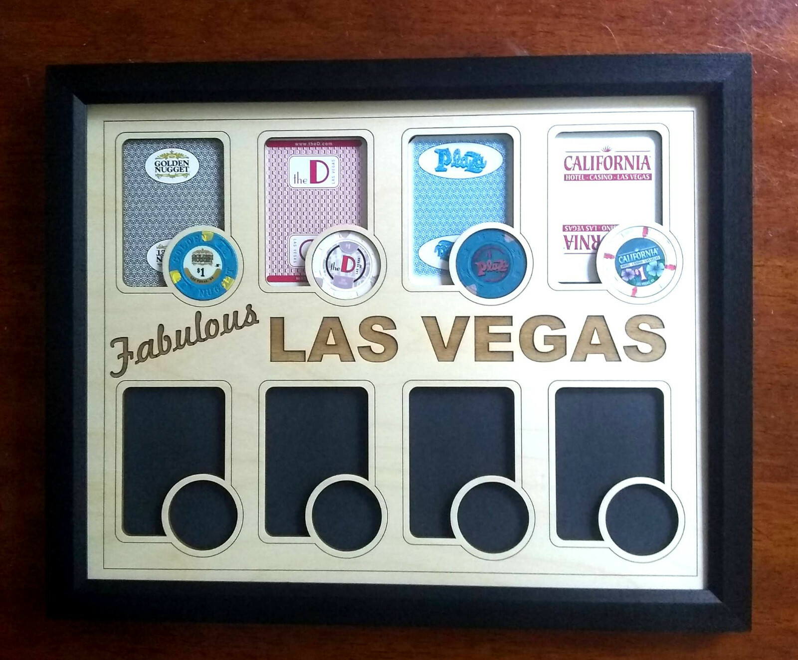 8 Poker Chip Frame for 8 Cards/Chip Display Frame Las Vegas Engraved | eBay