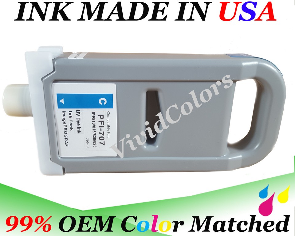 ink Cartridge fits canon PFI-707 cyan iPF 830 840 850 imagePROGRAF ...