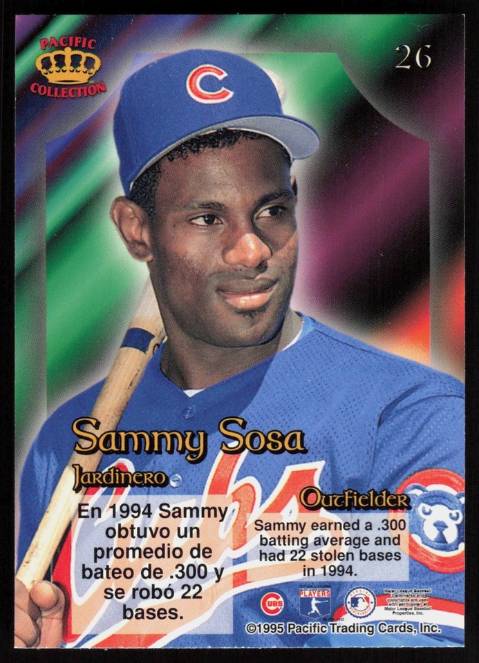 1995 Pacific Collection Silver Prizm Sammy Sosa Silver Prizm Chicago ...
