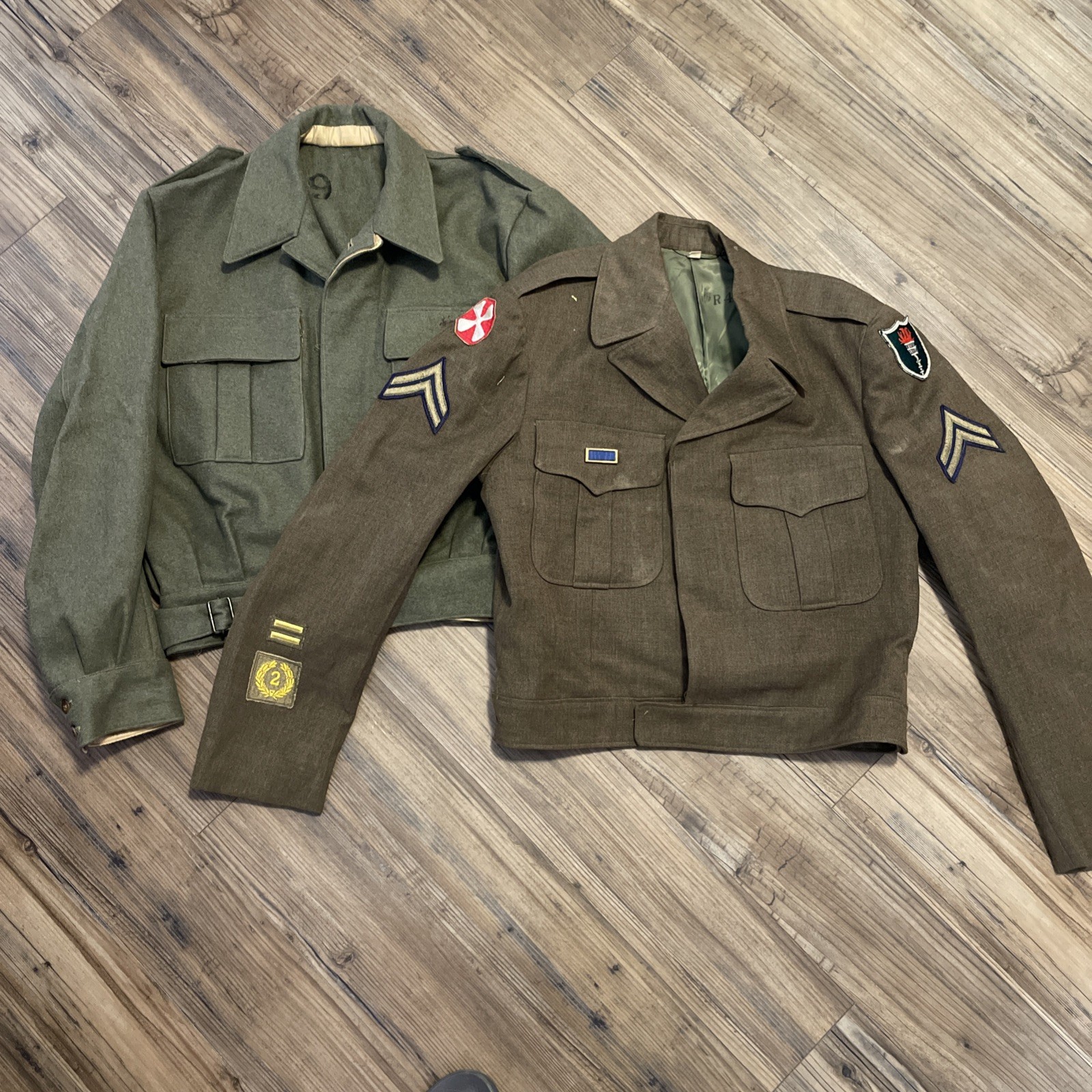 2 Vintage Military Jacket S 40s WWII M1944 Ike Cropped Field Coat Green ...