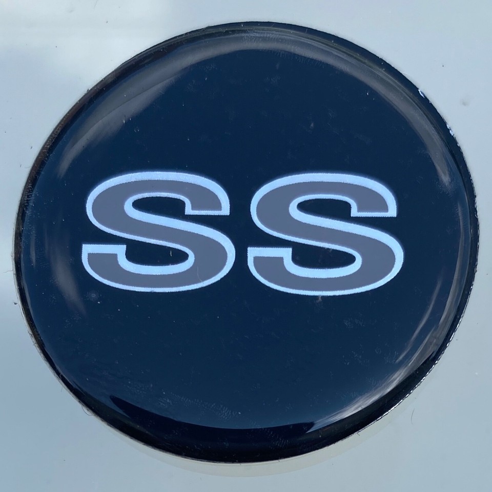 Chrome and grey SS SUPER SPORT WHEEL RALLY STEERING Center Cap STICKER ...