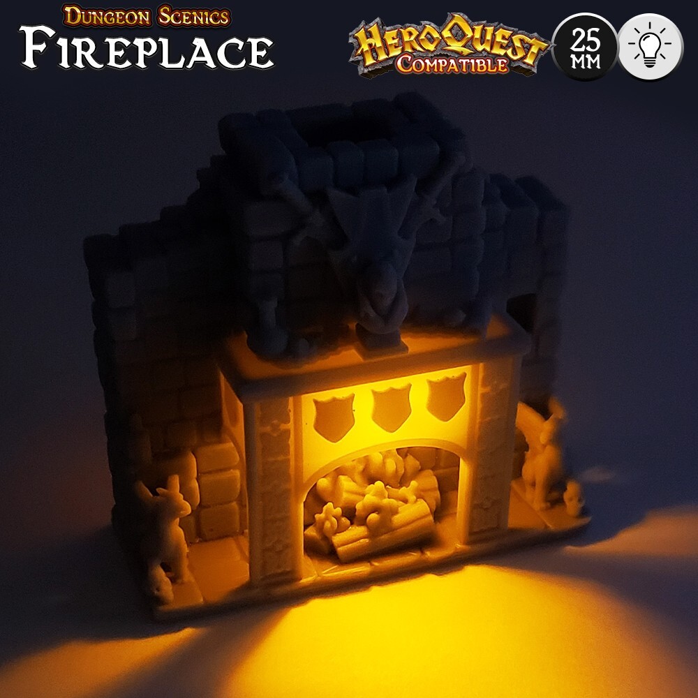 25mm D&D LED Fireplace HeroQuest Compatible HD Dungeon Terrain ...