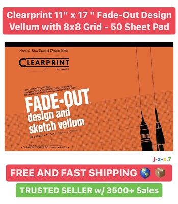 ️ Clearprint Design & Sketch Vellum Pad Fade-Out Grid 11”x17” 50 Sheets ...