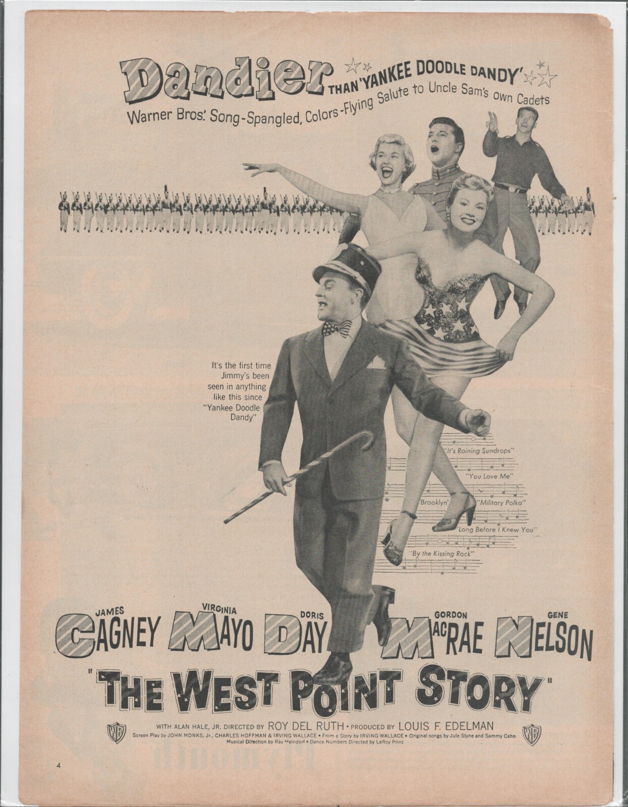 1950 THE WEST POINT STORY James Cagney Original Vintage Movie Promo Ad ...