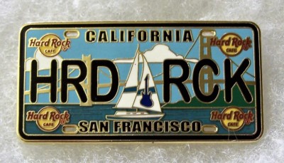 HARD ROCK CAFE SAN FRANCISCO LICENSE PLATE SERIES SAILBOAT & BRIDGE PIN ...
