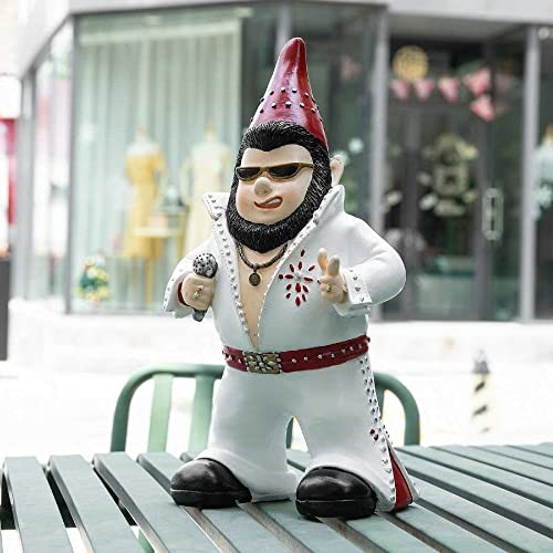 Large Singer Gnome Garden Statue Outdoor Resin Dwarf Figurine Decor ...