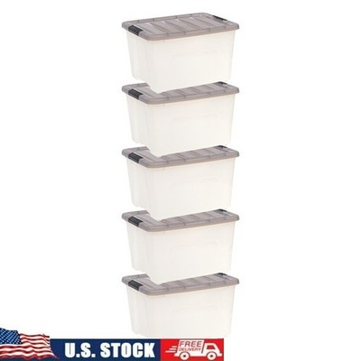 Stackable Storage Bins W/ Lids 5 Pack Organizing Totes Home Office ...