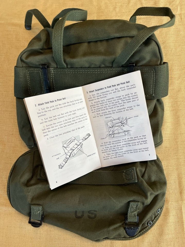 USMC Vietnam Field Pack M1961 OD Canvas Date 1963 NOS w/ INSTRUCTION ...