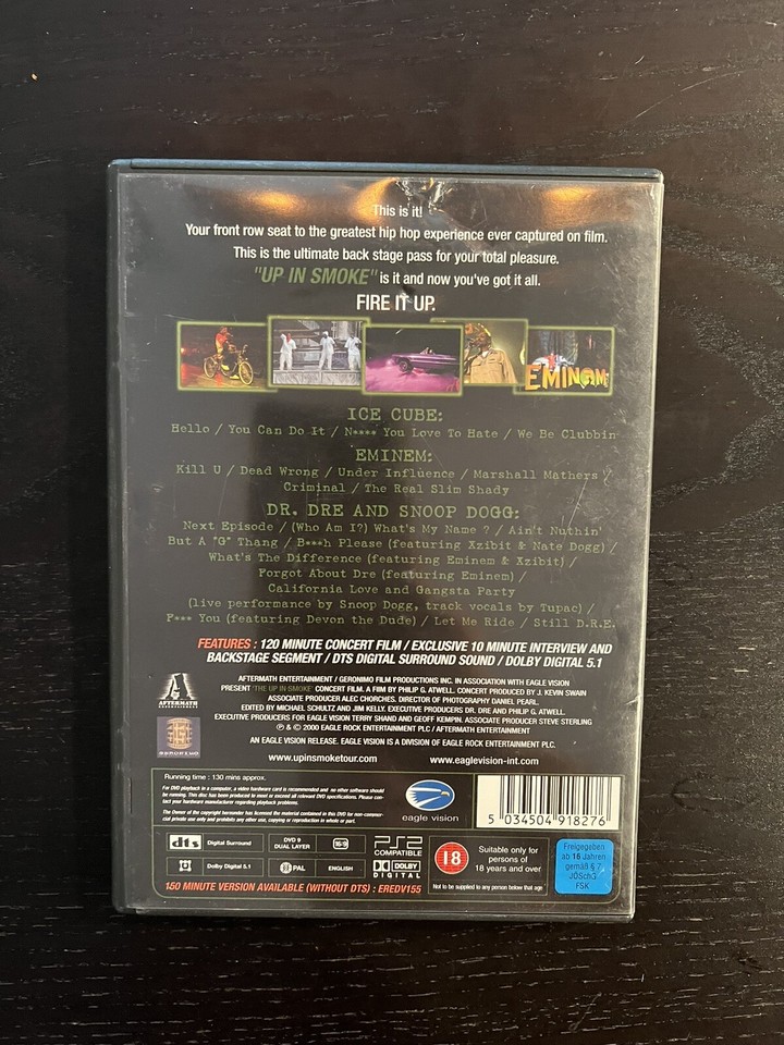 The Up In Smoke Tour Import DVD Dr. Dre Snoop Dogg Eminem Ice Cube ...