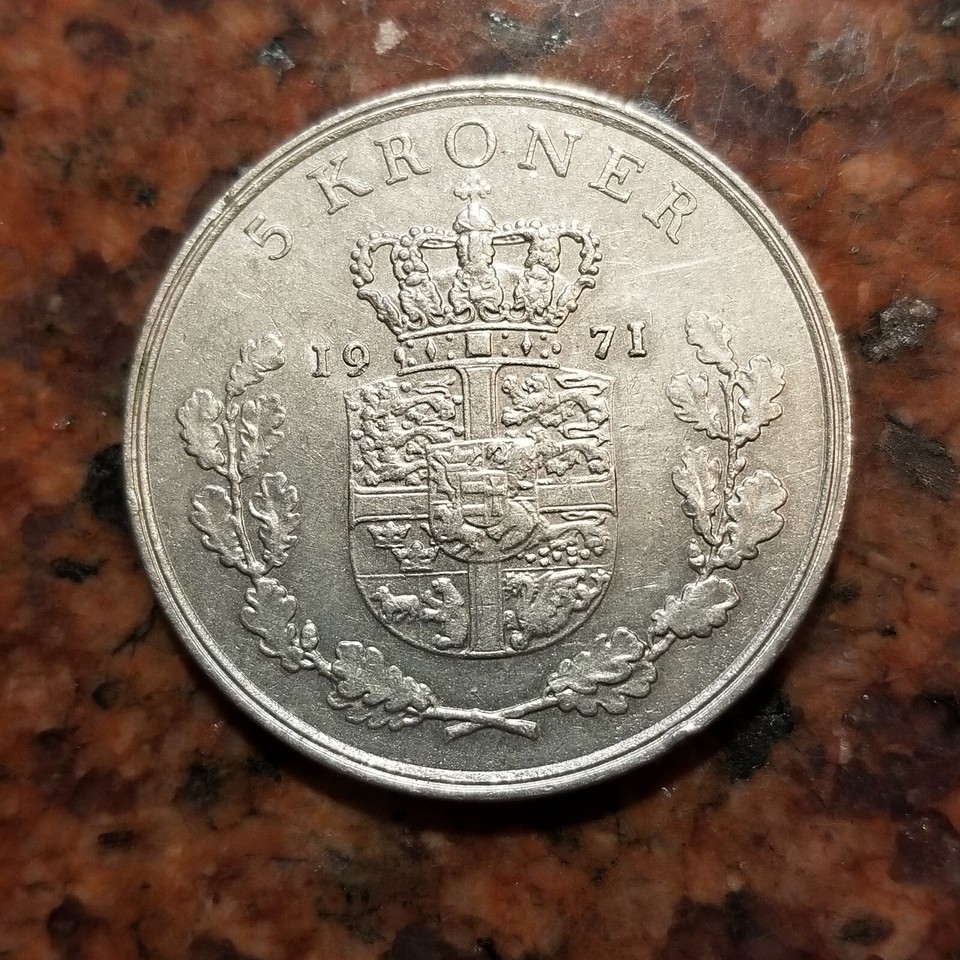 1971 DENMARK 5 KRONER COIN - LARGE 33MM - #B2712 | eBay