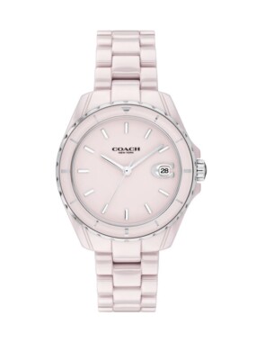 Brand New Coach Preston Women's Pink Dial 32mm Ceramic Watch 14503806 ...