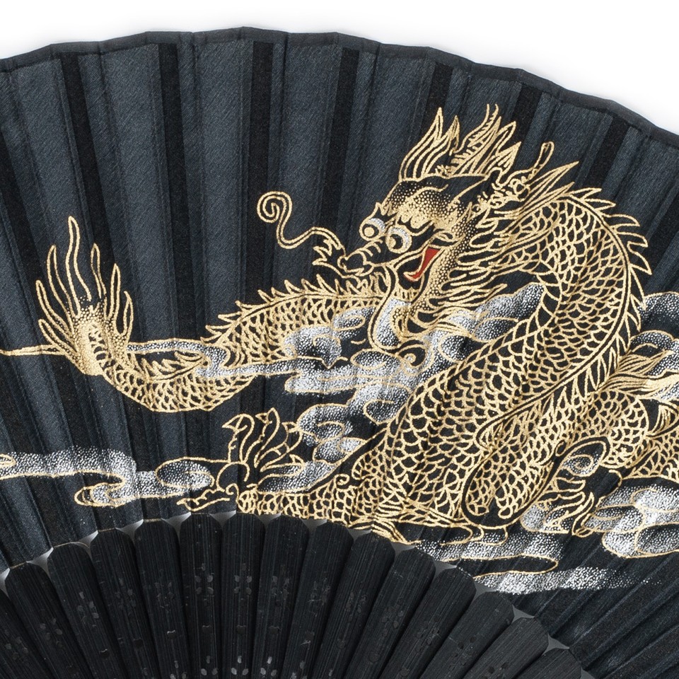Black Dragon Japanese Folding Fan | eBay UK
