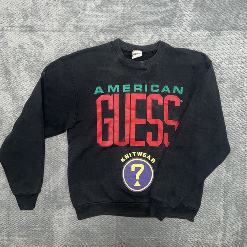 Vintage Guess American Knitwear Sweatshirt 1990s One Size Black Rare ...