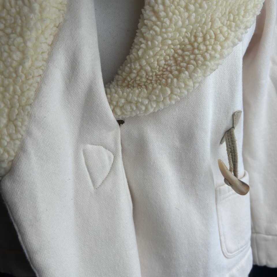 Lauren Jeans Co Ralph Lauren Petite M Cream Sherpa Collar Faux Ivory ...