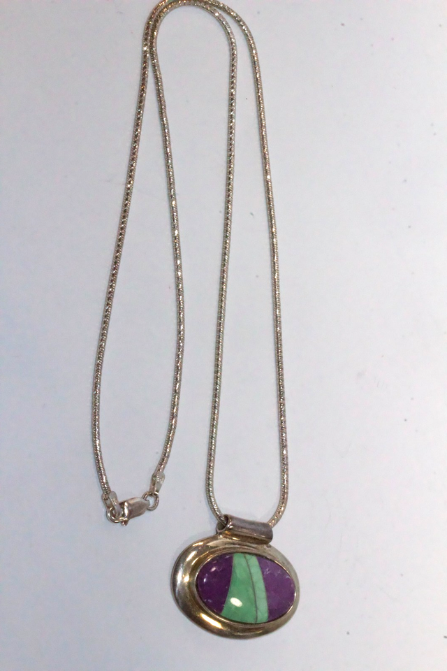 Jay King DTR Sterling Charoite-Aventurine Pendant Necklace 20" | eBay