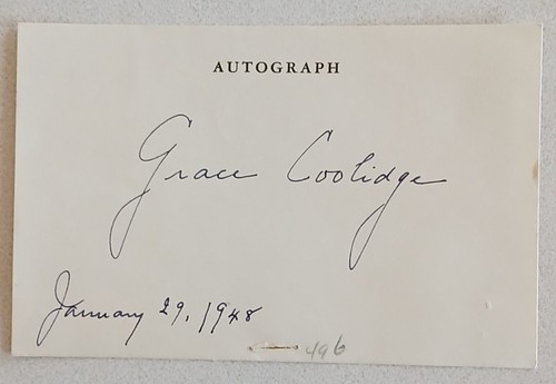 Grace Coolidge Signed Autograph Card January 29, 1948 JSA Certified | eBay